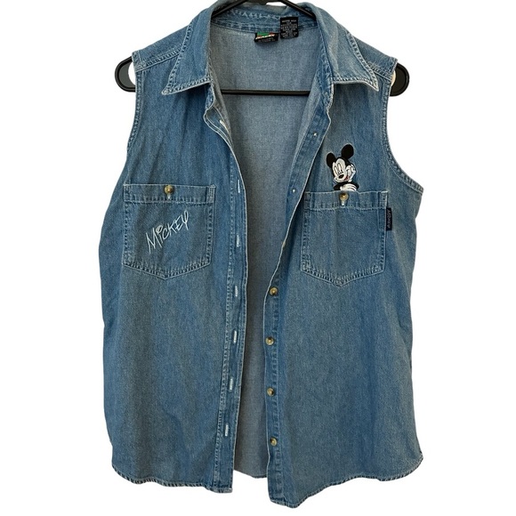 Disney | Tops | Vintage Mickey Denim Vest | Poshmark